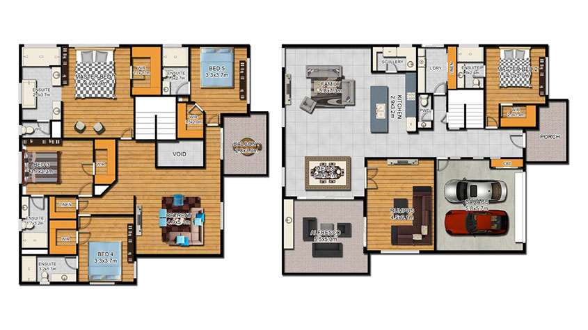 Floor Plans – 2D TEXTURED | Agent Works A Digital Contents Provider